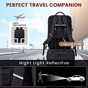 LOVEVOOK Laptop Backpack for Men, Waterproof Work Computer Backpack, Anti Theft Travel Business Backpack with USB Charging Port for Womens, College Backpack Fits 17 Inch Laptop, Black