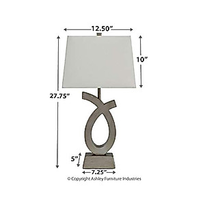 Signature Design by Ashley Amayeta Modern 28" Art Sculptured Design Table Lamp, 2 Count, Silver