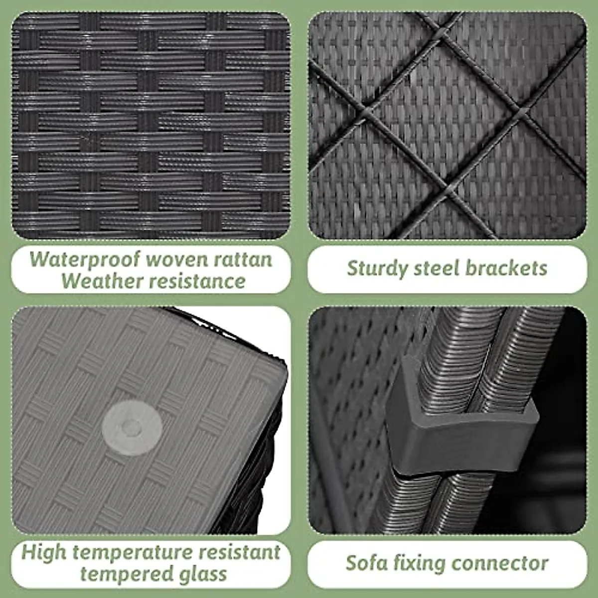 MEINV 7 Piece Patio Furniture Sofas Set, PE Rattan Sectional Couch Conversation Sets, Outdoor Waterproof Sofa Chair Wicker with Coffee Table and Cushion for Homes Porch Deck Gardens (Brown-Apricot)