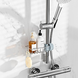 Aexbxoa Kitchen Sink Faucet Organizer, Sponge Holder for Kitchen Sink, Adjustable Detachable Stainless Steel Faucet Rack for Bathroom, Scrubbers, Soap