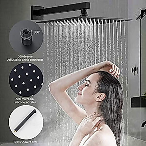 Cobbe Shower System, Shower Faucets Sets Complete, 12 Inches Matte Black Shower Fixtures with Handheld, Black Shower Faucet Set for Bathroom Rough-in Valve Body and Trim Included