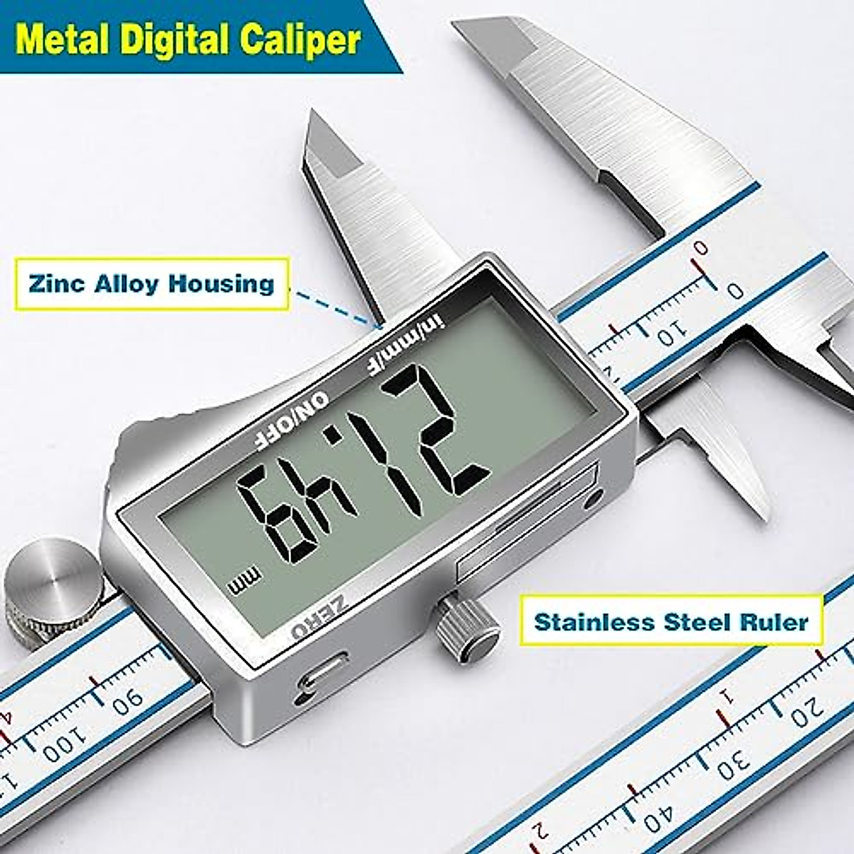 Digital Calipers, DITRON 6" Vernier Caliper- Electronic Micrometer with Large LCD Screen, Stainless Steel, Auto-Off Feature, Inch/Fraction/Millimeter