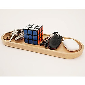 Fermus Wooden Tray, Set of 2, 12.5 Inch Long, Jewelry Dish Cosmetics Organizer Bathroom Clutter Wood Decorative Serving Platter Small Storage Tray, Oval