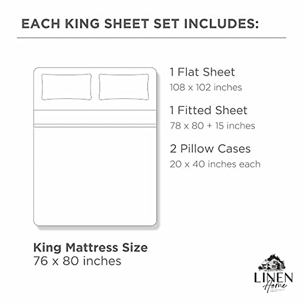 100% Cotton Percale Sheets King Size, White, Deep Pocket, 4 Pieces Sheet Set - 1 Flat, 1 Deep Pocket Fitted Sheet and 2 Pillowcases, Crisp Cool and Strong Bed Linen