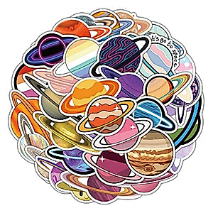 Space Planet Stickers Pack, Galaxy Stickers 60PCS Cute Space Stickers for Kids Teens Adults Glueewee Waterproof Vinyl Stickers for Water Bottles Laptop Scrapbook Journal