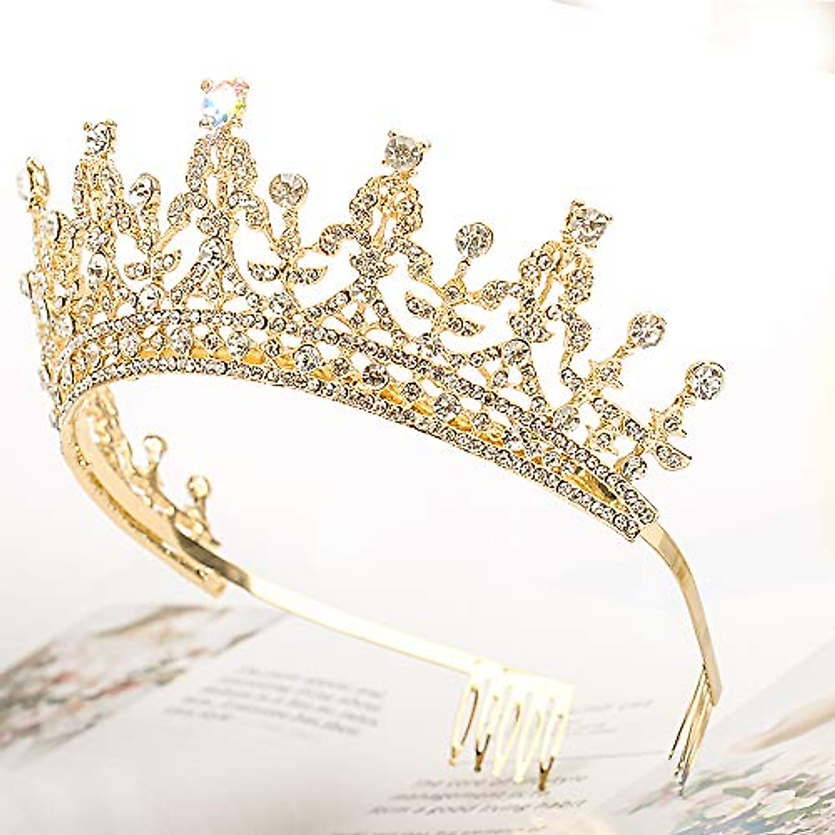 Didder Crowns for Women Rhinestone Crown Tiara, Tiaras and Crowns for Women, Tiaras for Girls Gold Crown for Girls Elegant Princess Crown Tiara with Combs Wedding Bridal Tiara Birthday Prom Party
