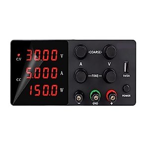 Adjustable DC Power Supply 30V 10A 60V 5A 120V Bench Source Stabilized Power Supply Voltage Regulator Switch(30V10A Black,110V)