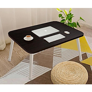 LKBBC Foldable Laptop Desk for Bed, Bed Laptop Table, Foldable Portable Lap Bed Tray, 23.6 Inch Floor Table for Drawing, Reading and Writing, Black