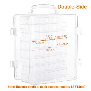 New brothread Double-Sided Storage Organizer/Box with Total 48 Adjustable Compartments, Removable Dividers for Embroidery and Sewing Threads, Embroidery Floss, Needles, Beads, Small Crafts & Toys
