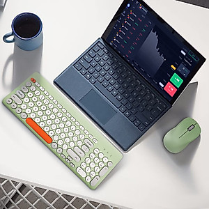 Wireless Keyboard and Mouse Combo 2.4G USB Cordless Keyboard with Number Pad,Quiet Click,Cute Round Key,Ultra Slim,Full Size for Computer Laptop PC Desktop Windows Mac,Sage Green