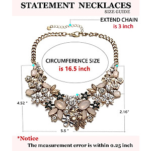 Womens Statement Necklaces Flower Chunky Necklace Floral Bib Necklaces Antique Gold