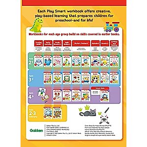 Play Smart Early Learning: Pre-k Activity Workbook : Learn Essential First Skills: Tracing, Coloring, Shapes, Cutting, Drawing, Picture Puzzles, Numbers, Letters; Go-green Activity-board