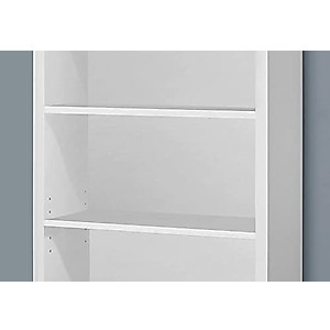 Monarch Specialties 7059 Bookshelf, Bookcase, Etagere, 5 Tier, H, Office, Bedroom, Laminate, White, Contemporary, Modern Bookcase-48 H Adjustable Shelves, 48-Inch
