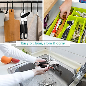 Can Opener, Kitchen Aid Can Opener Manual Smooth Edge Food Safety Cut 3-in-1 Can Openers Bottle, Can Opener Handheld with Bottle Opener, Easy to Use