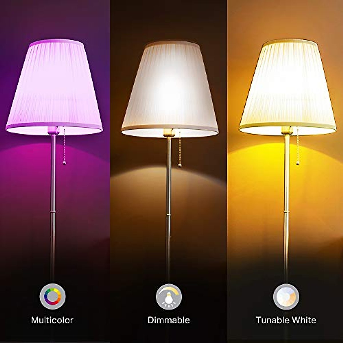 Kasa Smart Light Bulbs, Full Color Changing Dimmable Smart WiFi Bulbs Compatible with Alexa and Google Home, A19, 9W 800 Lumens,2.4Ghz only, No Hub Required, 4-Pack, multicolor (KL125P4)