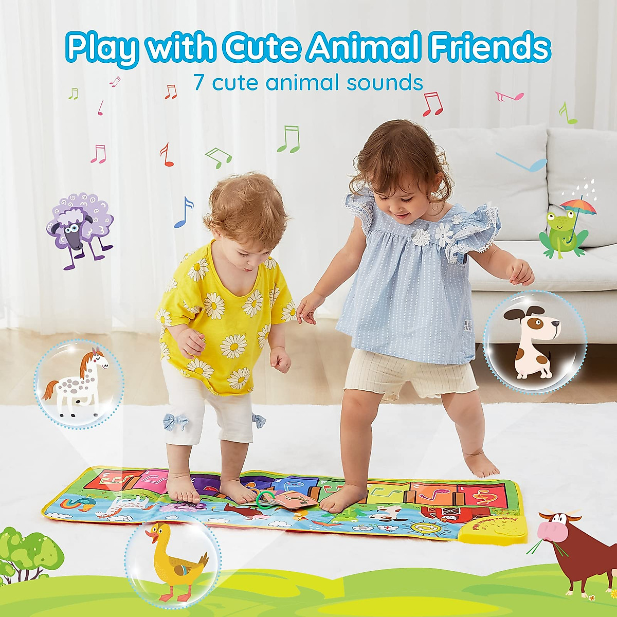 Baby Musical Mats with 25 Music Sounds, Musical Toys Child Floor Piano Keyboard Mat Carpet Animal Blanket Touch Playmat Early Education Toys for Baby Girls Boys Toddlers (1 to 5 Years Old)