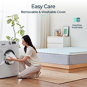 LINSY LIVING 3" Firm Mattress Topper King, Extra Firm Memory Foam, Cooling Gel Infused Bed Topper with Tencel Cover, Reversible Dual Layers Mattress Pad with Removable Cover, CertiPUR-US Certified