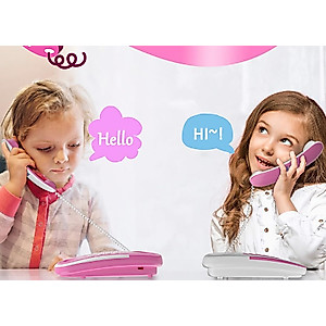 Kids Play Phone, Intercom Toy with Real Ring Sounds, Pretend Play Telephone, 23 ft Ultra-Long Phone Line with Kids to Chatting and Learning, Toddler Develop Communication Skill Toys, Kids Gift