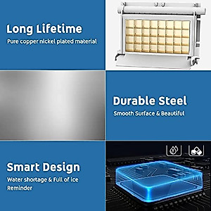 Commercial Ice Maker Machine, OYLUS 70 lbs/24H Stainless Steel Ice Cube Machine with 10 lbs Bin Ice Storage Capacity Easy Control Under Counter Free Standing for Home, Bar and Offices 120V