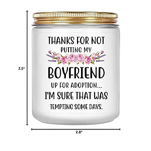 AREOK Christmas Gifts for Boyfriends Mom Gifts from Girlfriend - Thanks for Not Putting My Boyfriend Up for Adoption, Birthday Gifts for Boyfriends Mom Gifts for Mother in Law Candle