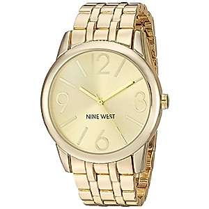 Nine West Women's NW/1578CHGB Champagne Dial Gold-Tone Bracelet Watch