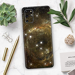 DesignSkinz Glowing Gold Universe Protective Vinyl Decal Wrap Skin Cover Compatible with The Samsung Galaxy S20 (Screen Trim & Back Glass Skin)