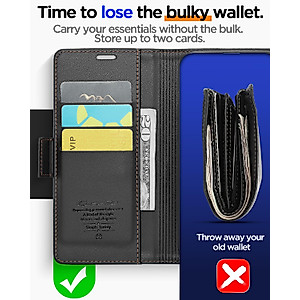 AICase iphone 15 Pro Wallet Case with [RFID Blocking] Leather Flip Folio Strong Magnetic Closure Protective Cover Credit Card Holder Kickstand Men Women for iphone 15 Pro 6.1"_1 Black