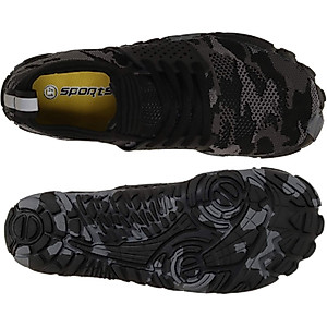 WHITIN Men's Trail Running Shoes Minimalist Barefoot Five Fingers Wide Toe Box Size 11 Gym Workout Fitness Zero Drop Weight Lifting Camo Black 44