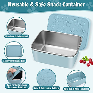 Oyrlize 4Pack Stainless Steel Snack Containers (18oz/1.6oz)- Snackbox Reusable Small Lunch box Leakproof Stainless Steel Food Storage Container Metal Mini Bento Box with Dip Containers