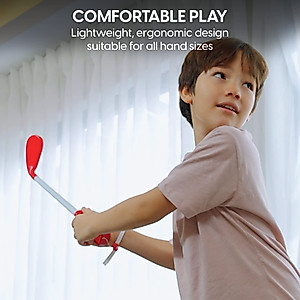 TALK WORKS Golf Clubs for Nintendo Switch Joy-Con Controllers, 2 Pack - Switch Games Accessories Joy Con Controller Grip Holder for Mario Golf - Lightweight, Adjustable Straps - Mario Red/Luigi Green