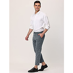 Lars Amadeus Men's Dress Plaid Cropped Pants Slim Fit Flat Front Business Checked Trousers 32 Gray