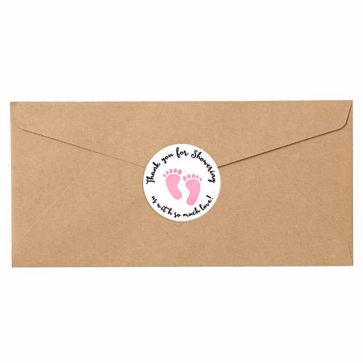 Baby Shower Stickers | 50 Pack | Pink 1.5" Inch Round - Thank You For Showering Us With So Much Love - Perfect For Shower Favors, Thank You Cards, Announcements Baby Girl Pink