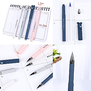 Jinja Brands 12 Pcs Erasable Pens Cute Animal Writing Gel Ink Pen Cartoon Cat Pig Bear Panda 0.4mm Black Ink Ballpoint Rollerball Pens for Student Gift Stationery Office Supplies Friction Erasable
