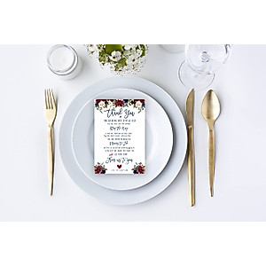 Your Main Event Prints 50 Navy Burgundy Wedding Thank You Place Setting Cards, Great For Adding to Your Table Centerpieces and Wedding Decorations for Receptions, Pack of 50 Cards