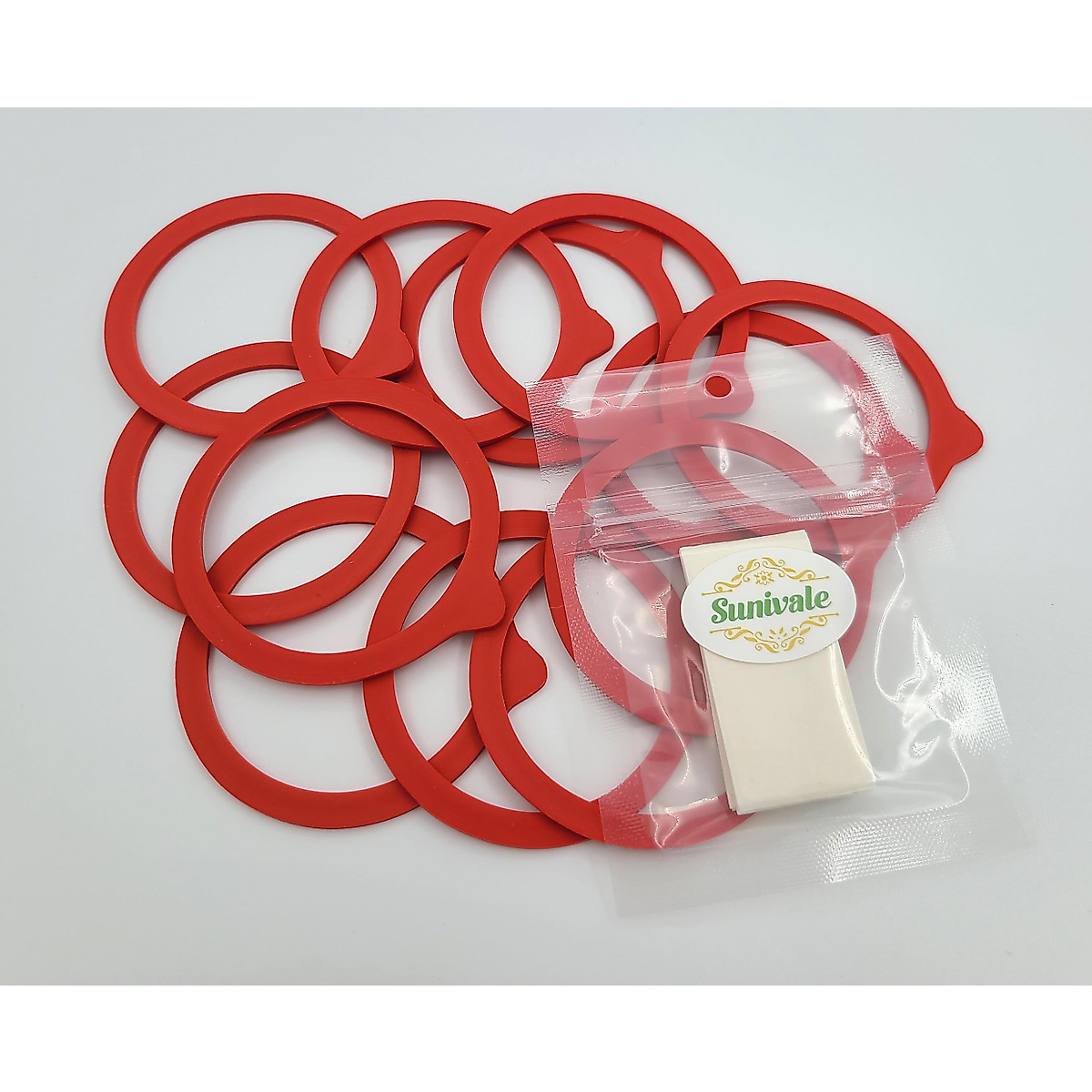 Canning Jar Seal Bundle Includes 24 Regular Mouth Viceroy Jar Rubbers With Tab and 24 Dissolvable Sunivale Jar Labels Replacement Jar Seals for Old Style Canning Jars Natural Rubber Rings