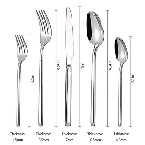Forged Silverware Set for 8, Heavy Duty Stainless Steel Flatware Set, Prendcyx 40 Piece Premium Cutlery Sets including Spoons and Forks Set, Dishwasher Safe