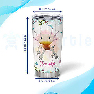 Hyturtle Personalized Gifts For Axolotl Lover - Just A Girl Who Loves Axolotls Custom Name Stainless Steel Tumbler 20oz With Lid - Idea Ocean Animal Lover Gifts For Women Girl On Birthday, Christmas