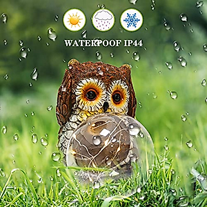 ANGMLN Owl Solar Lights Garden Outdoor, Solar Figurines Lights Decor Growing Orb Waterproof Cute Garden Statues for Patio Yard Lawn Clearance Ornaments