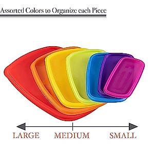 Kitchen Details 14 Piece Food Storage Container Set | Nested | 7 Containers and 7 Lids | Stackable | BPA Free | Dishwasher & Freezer Safe | 7 Sizes | Rainbow