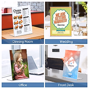 Relx Acrylic Sign Holder 8.5 x 11, Acrylic Display Stand for Display, Slant Back Acrylic Display Stand, Clear Frames Plastic Sign Holder for Store, Restaurant (12 Pack)