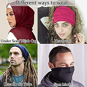 12 Pieces Under Scarf Hijab Cap Under Caps for Turban Head Wraps Scarf Solid Color Hijab Tube Unisex Stretch Dreadlocks Tube Neck Cover