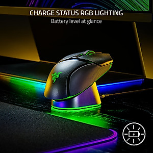 Razer Mouse Dock Pro with Wireless Charging Puck: Magnetic Wireless Charging - Integrated HyperPolling 8K Hz Transceiver - Anti-Slip Base - Chroma RGB Lighting - Classic Black