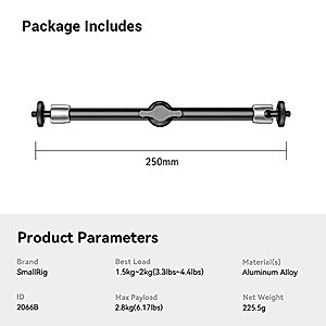 SmallRig 9.8 inch Adjustable Articulating Magic Arm with Both 1/4" Thread Screw for LCD Monitor/LED Lights - 2066B