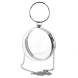 Round Ball Clear Purse, Small Acrylic Box Evening Clutch Bag, Women Transparent Stadium Approved Crossbody Shoulder Handbag Fits Party, School Prom & Concerts