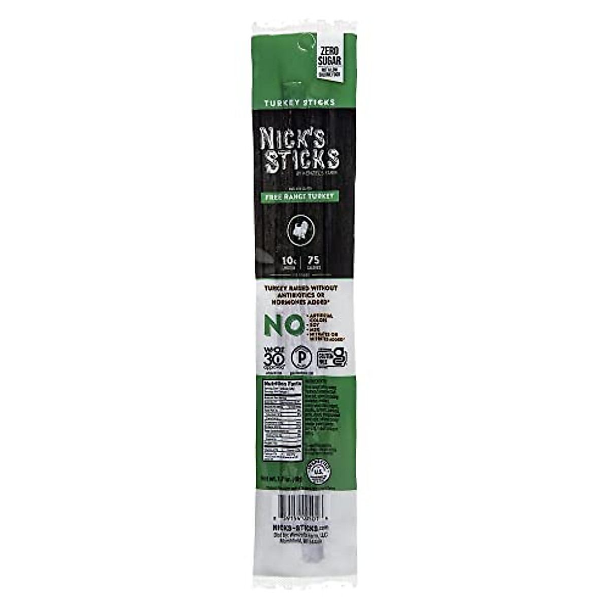 Nick's Sticks | Free Range Turkey Snack Sticks | Made in the USA | Gluten Free | Paleo, Keto, Whole30 Approved | No Soy, Antibiotics or Hormones (12 – 1.7oz. Packs of 2 Sticks)