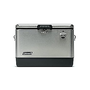 Coleman Reunion Insulated Portable Ice Chest, 54qt Steel Belted Leak Resistant Cooler with Heavy Duty Latch, Handles and Drain