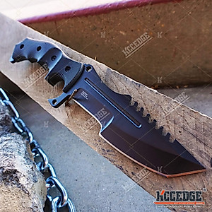 Tactical Knife Survival Knife Hunting Knife Full Tang Fixed Blade Knife Razor Sharp Edge Camping Accessories Camping Gear Survival Kit Survival Gear Tactical Gear 54962 (Black)