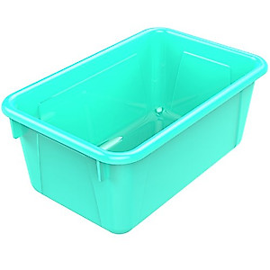 Storex Small Cubby Bins, Pack of 5, 12.2 x 7.8 x 5.1 Inches, Teal (62420U05C)