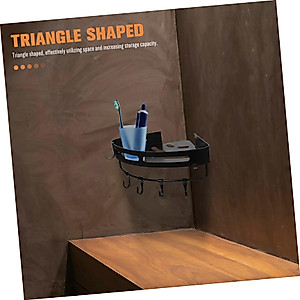 HOOTNEE 1 Set Bathroom Storage Rack Storage Shelves Wall Hanging Shelf Decorative Shelving Wall Mounted Storage Mounted Floating Shelf Shampoo Storage Stand Black Stainless Steel