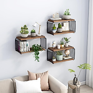 MXCSE Floating Nightstand Shelves – Modern Night Stand for Bedroom, Floating Nightstand, Durable Floating Shelf for Books, Nightstand Bedside Table, Mid Century Wall Shelves Nightstand (1, Brown)